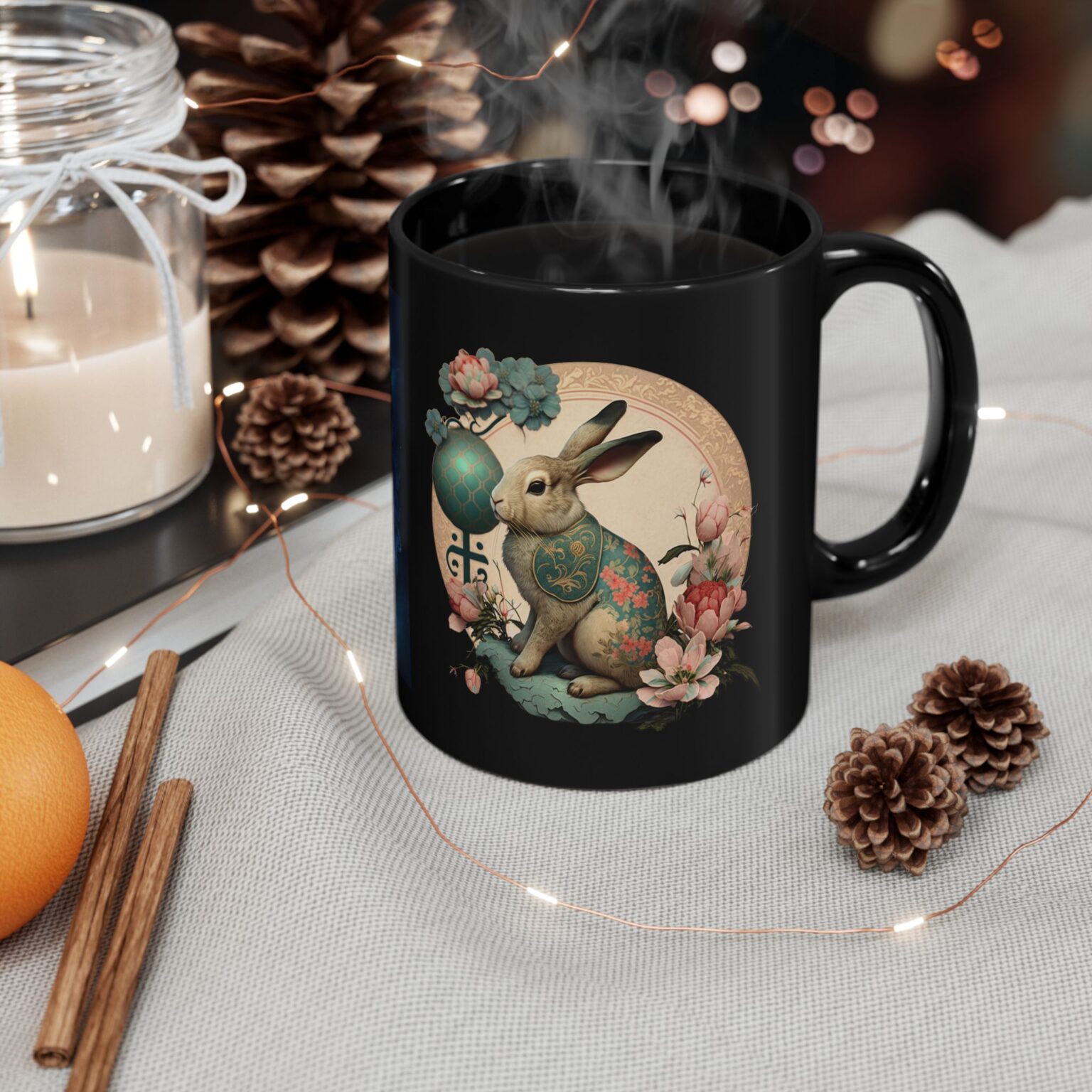 Black Pisces Rabbit Mug - Zodiac Fusion