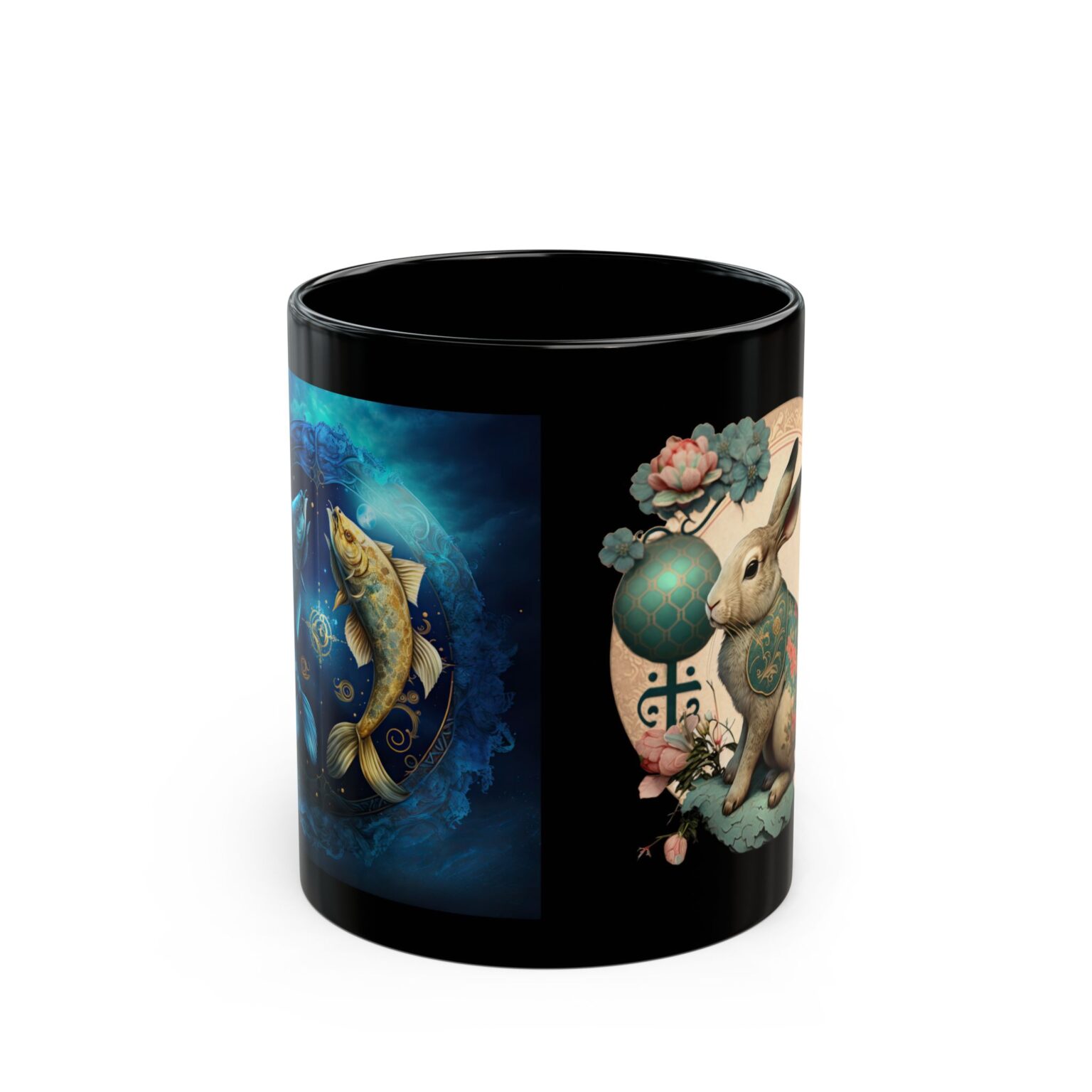 Black Pisces Rabbit Mug - Zodiac Fusion
