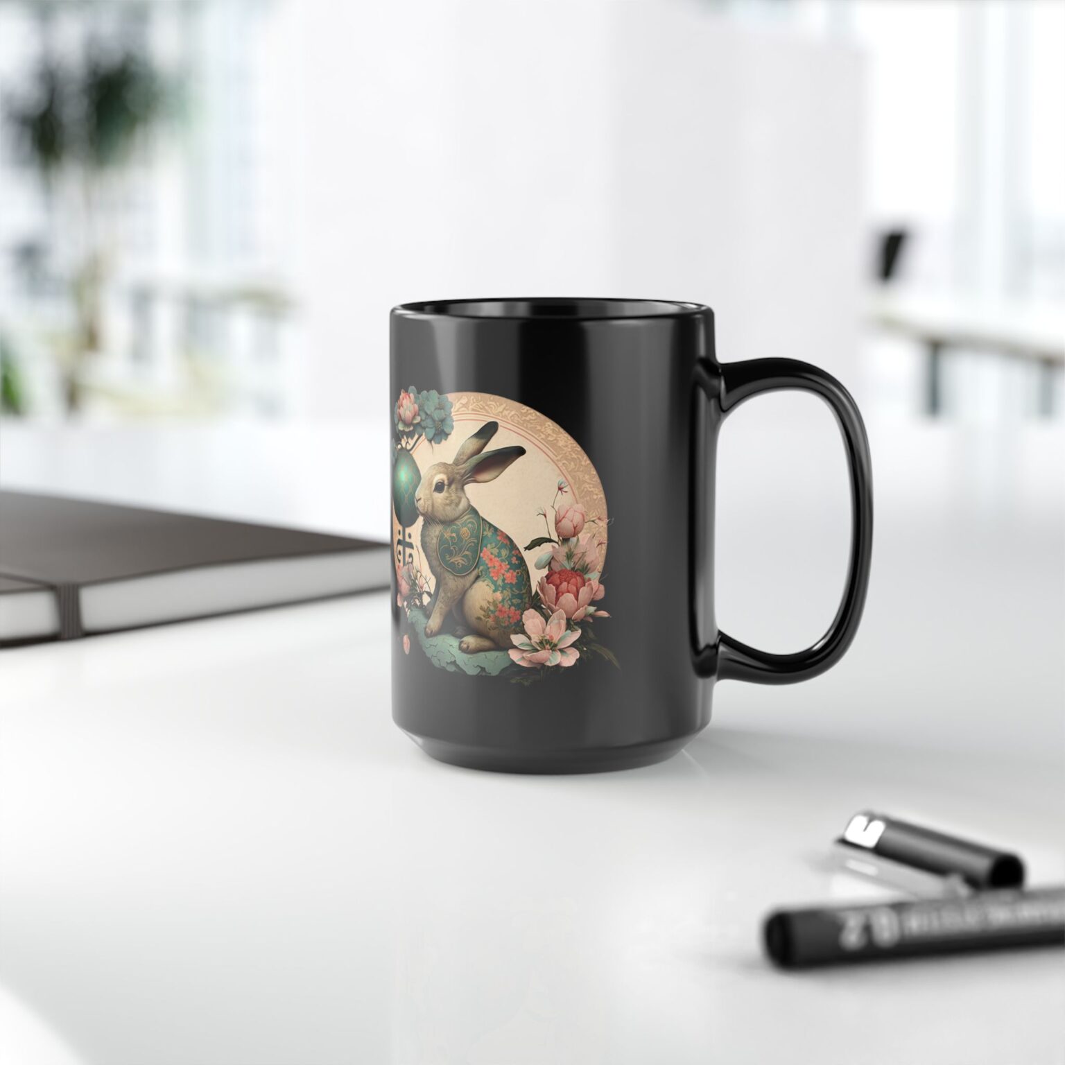 Black Pisces Rabbit Mug - Zodiac Fusion