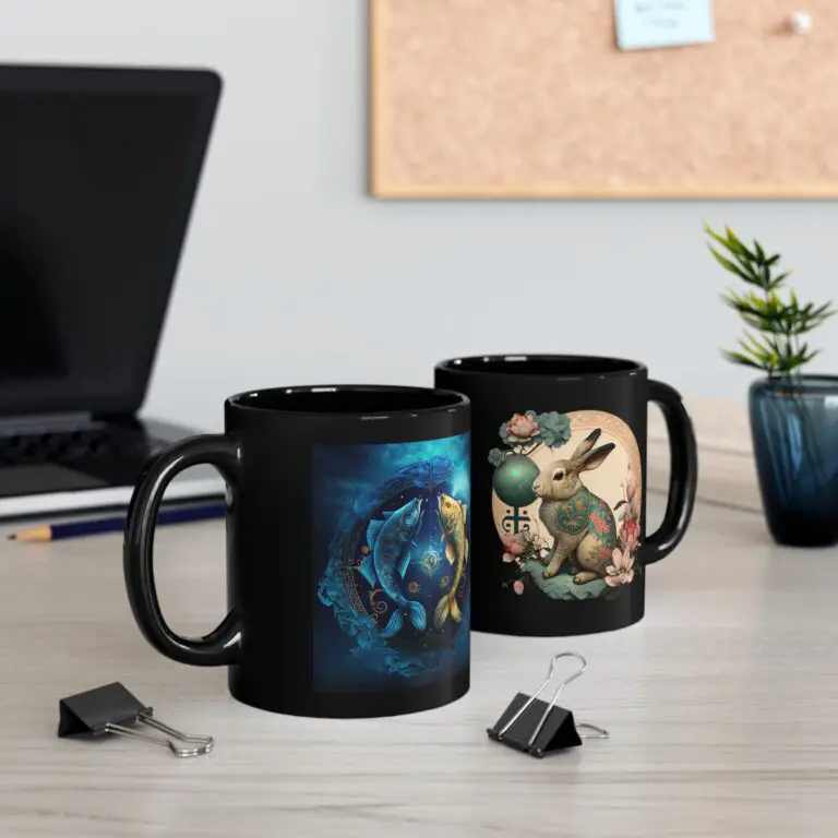 Black Pisces Rabbit Mug - Zodiac Fusion