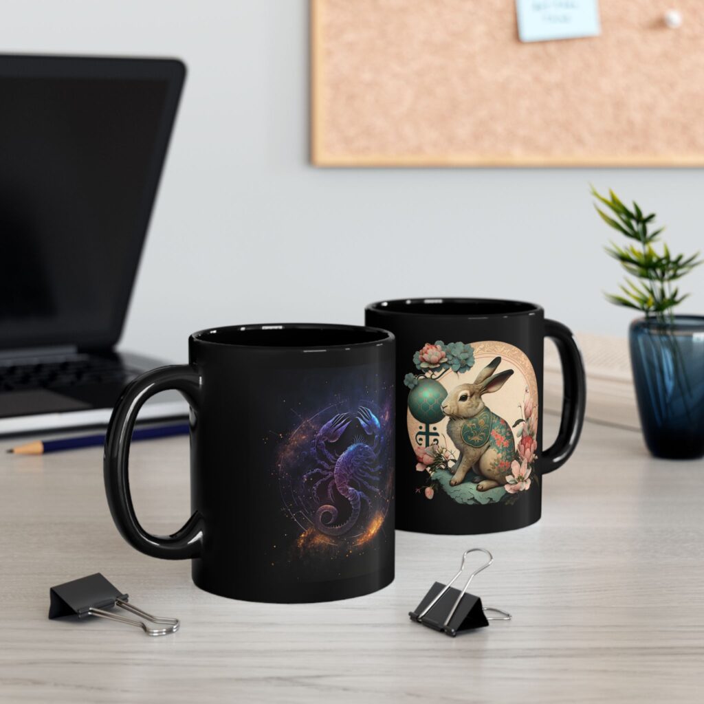Black Scorpio Rabbit Mug - Zodiac Fusion