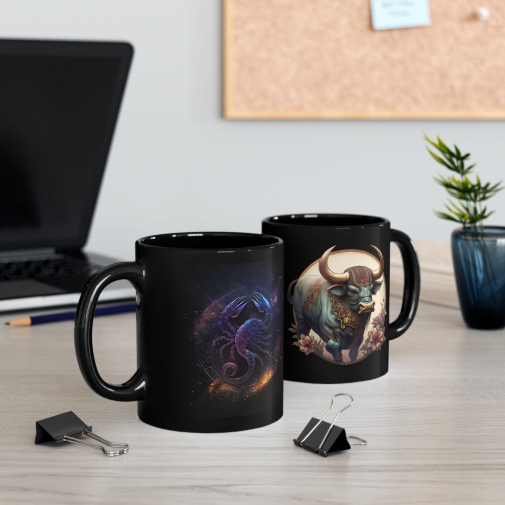 Black Scorpio Ox Mug - Zodiac Fusion