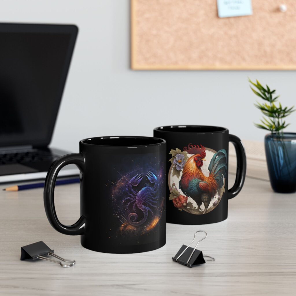 Black Scorpio Rooster Mug - Zodiac Fusion